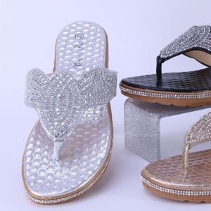 Verano Rio | Shoes | Veranorio Silver Bling Thong Flatform Slide Sandal ...